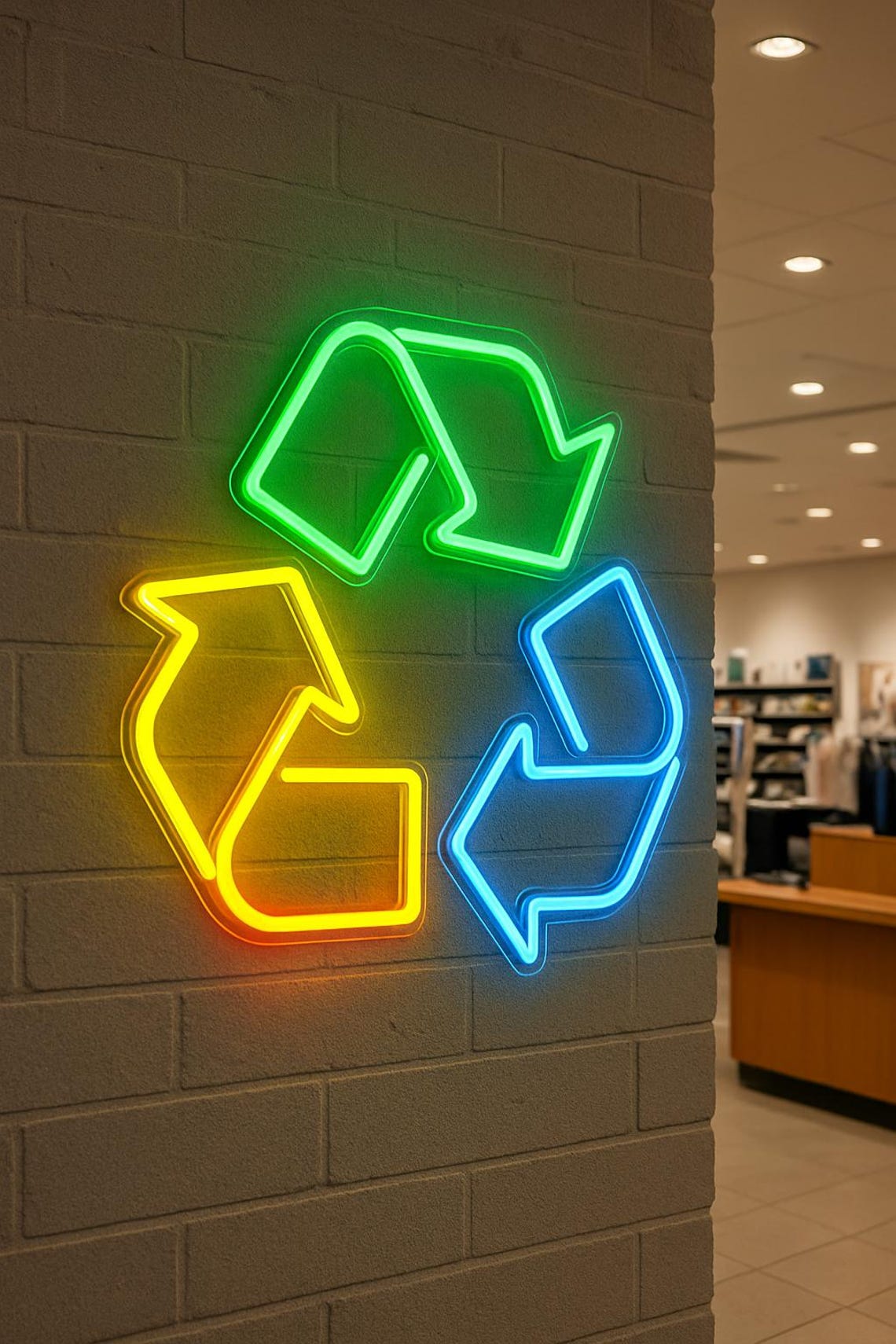 Recycling Sign Neon Sign. LED Eco Shop Decor. Sorting Stations Neon ...