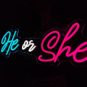 He or She Neon Sign, Baby Shower Led Light, Gender Reveal Party ...