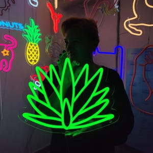 Blue Agave Neon Sign, Agave Tequilana Led Light, Tequila Agave Light Sign, Agave Plant Neon ...