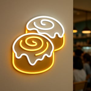 Cinnabon Neon Sign. Cafe Light. Bakery Led Sign. Cinnabon With Cinnamon ...