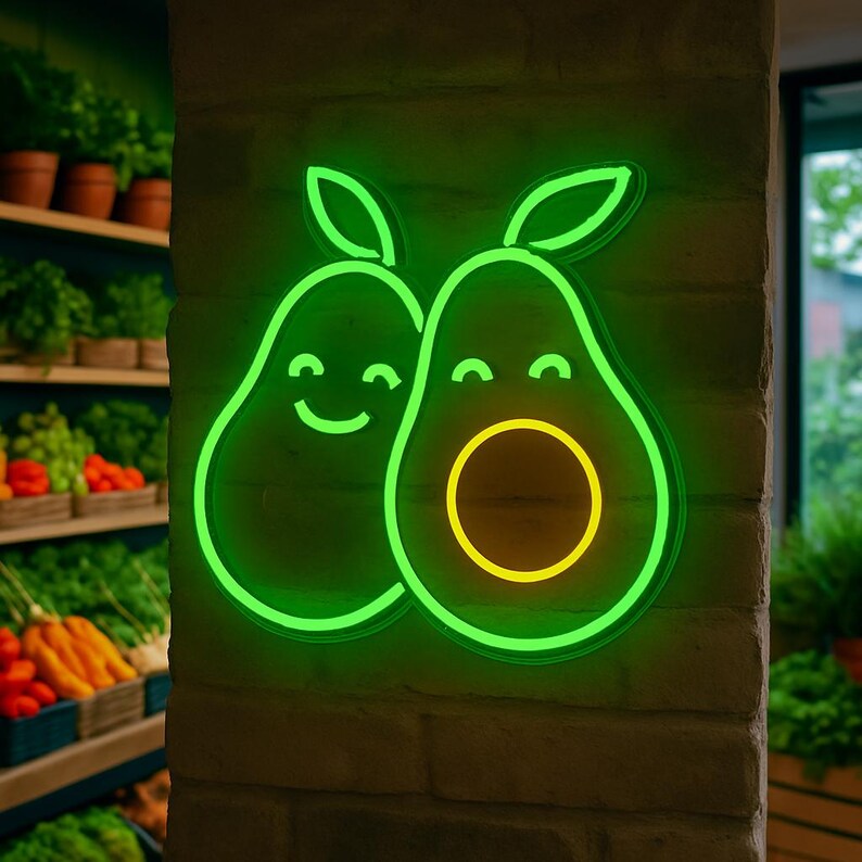 Avocado Neon Sign. Vegetable and Fruit Store LED Decor. Restaurant Neon ...