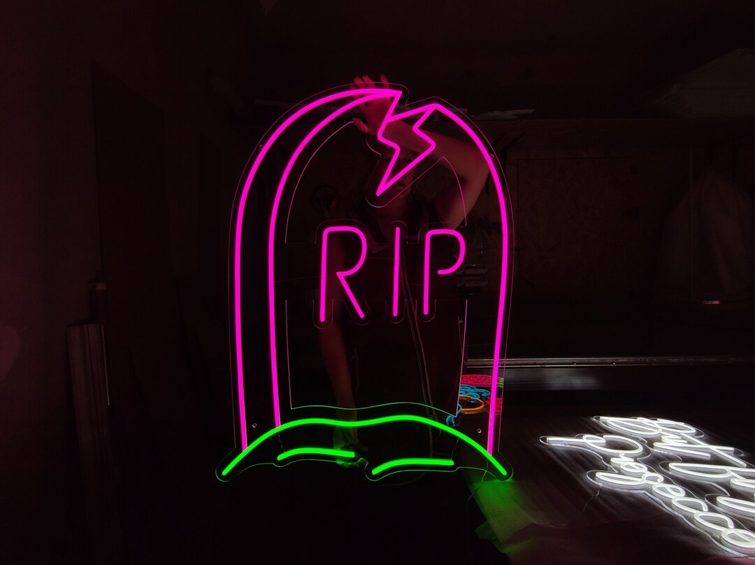 Grave RIP Neon Sign, RIP Led Light, Headstone Neon Light, Halloween ...
