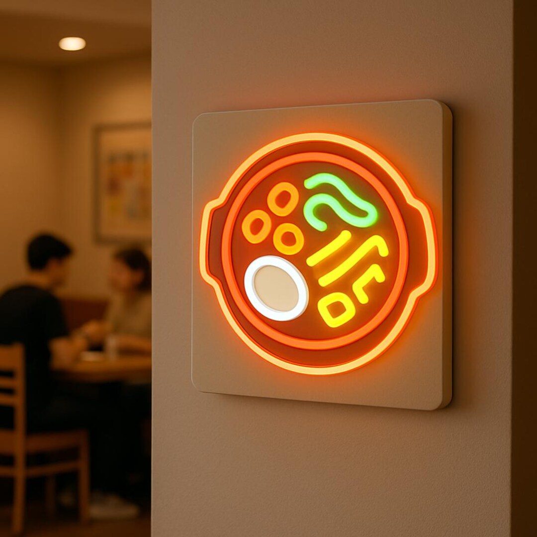 Korean Cuisine Restaurant Neon Sign. Korean Cuisine Dishes Light ...