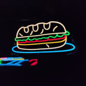Sandwich Neon Sign, Hoagie Led Sign, Burger Light Sign, Fast Food Neon ...