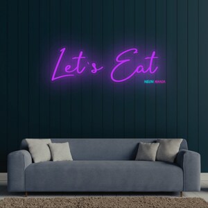 Lets Eat Neon Sign, Lets Eat Led Light, Custom Kitchen Decor Neon Light ...