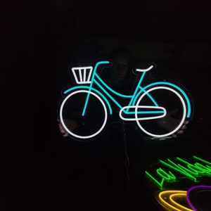 Bike Neon Sign, Bicycle Led Neon, Bicycle With a Basket in Front Led ...