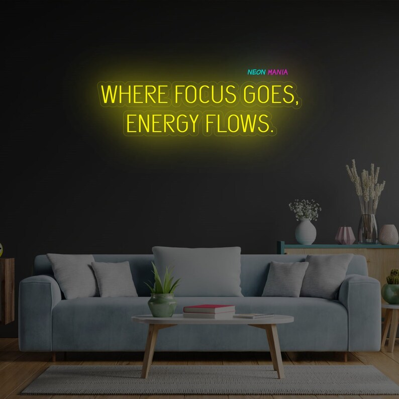 Where Focus Goes, Energy Flows Neon Sign. Custom Beauty Salon Signs ...