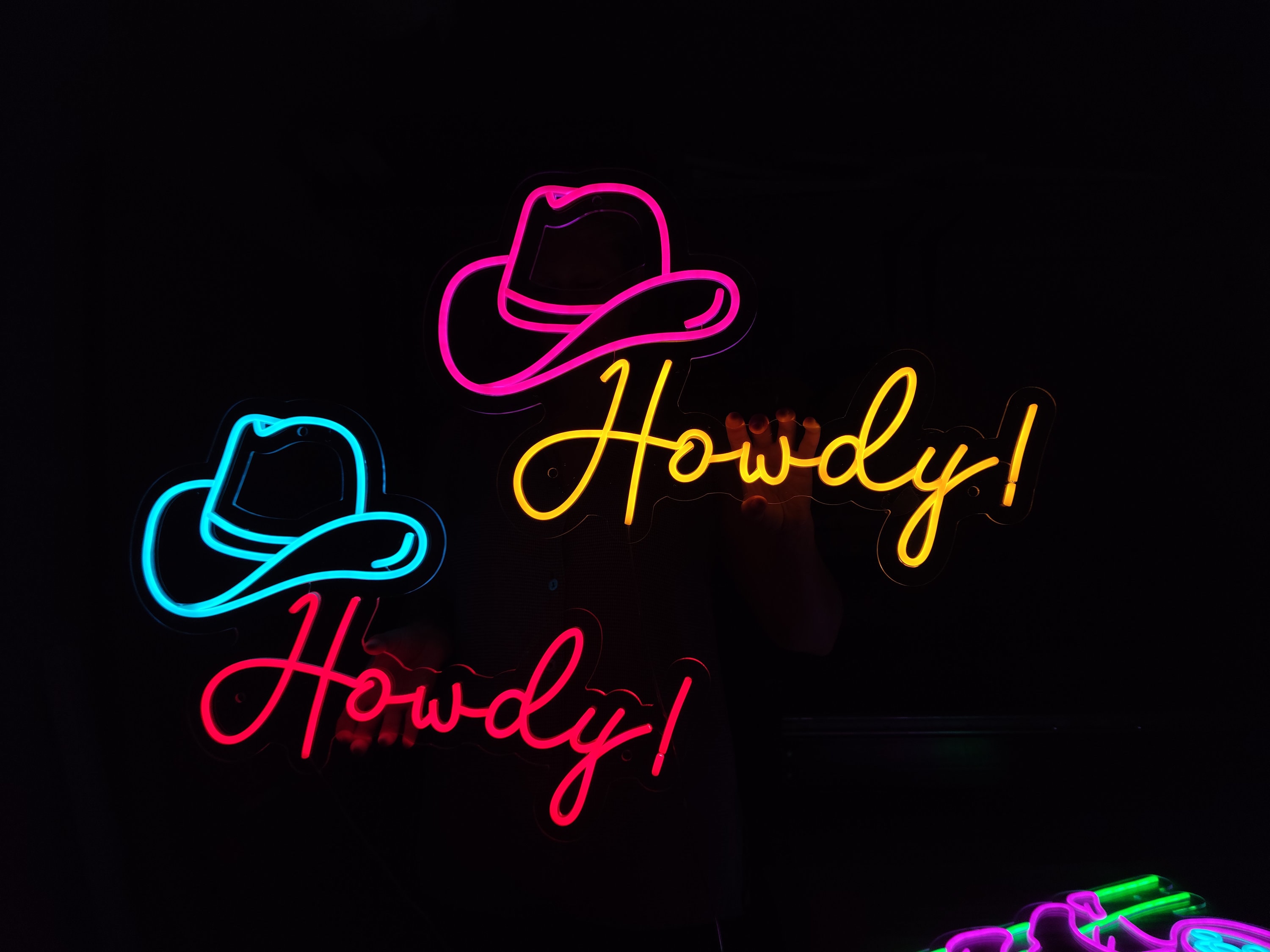 Howdy Neon Sign, Led Cowboy Hat Sign, Western Led Sign, North American ...