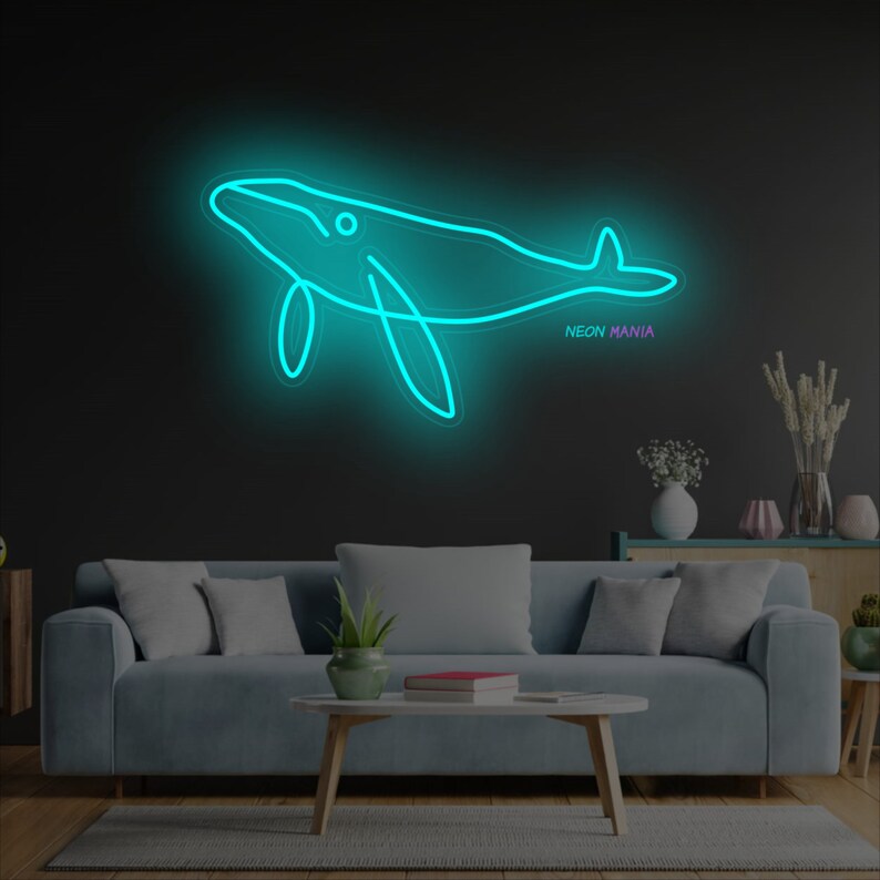 Whale Neon Sign Sea Animals Led Neon Custom Whale Led Light | Etsy