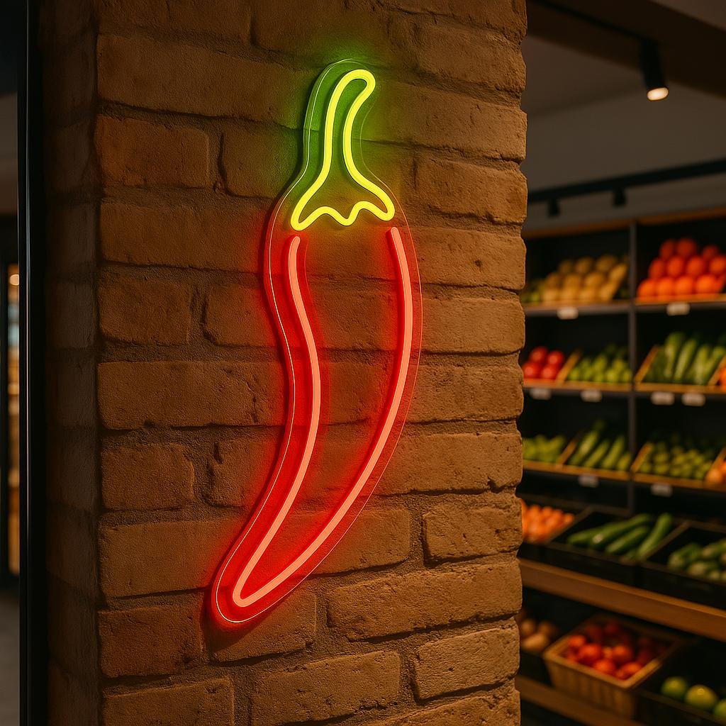 Pepper Neon Sign. Neon Decor for Fruit and Vegetable Shop. Vegetables ...