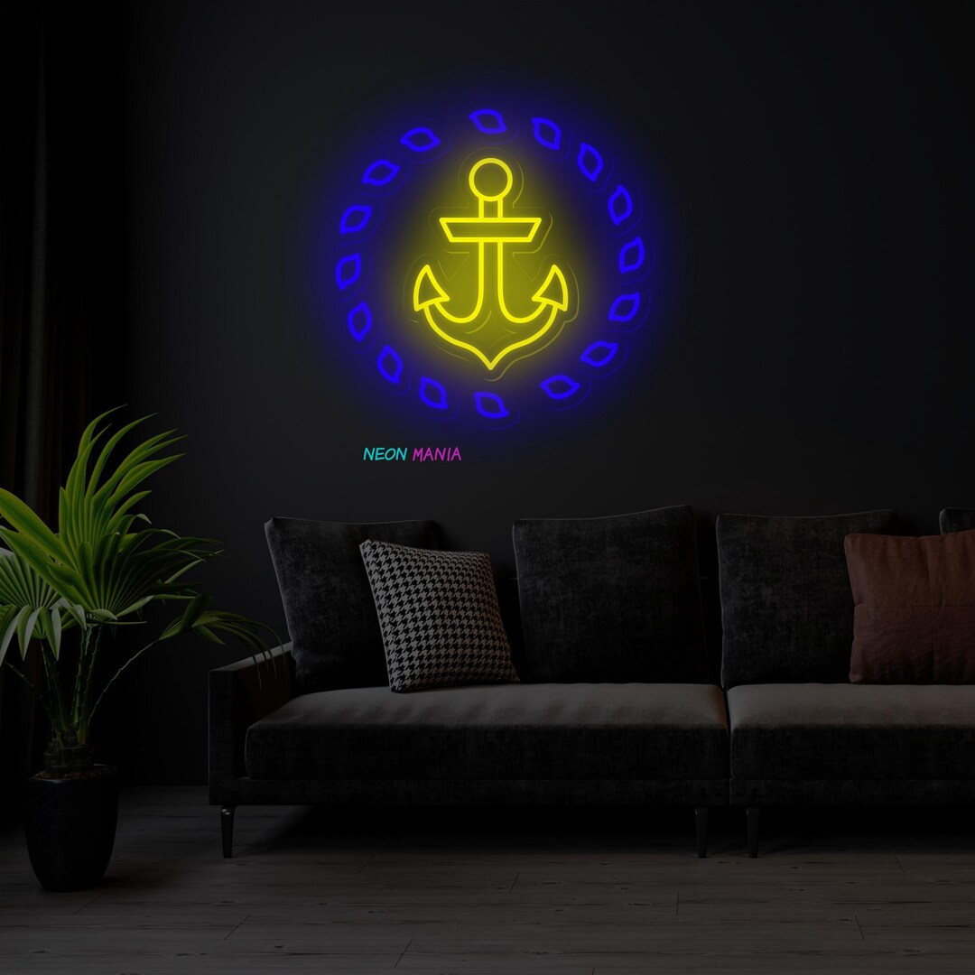 LED Neon Anchor Sign - Perfect Nautical Decor for Home or Office. Ocean ...