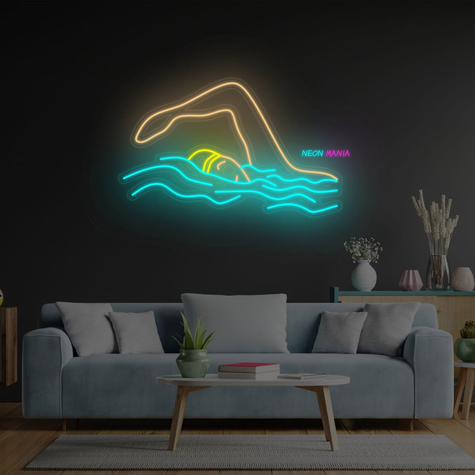 Swimming Man Neon Sign Swimmer Led Neon Swimming Pool Led - Etsy