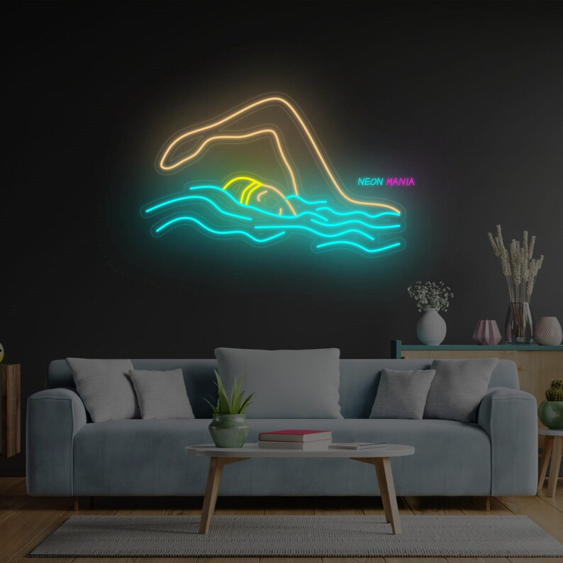 Swimming Man Neon Sign Swimmer Led Neon Swimming Pool Led - Etsy