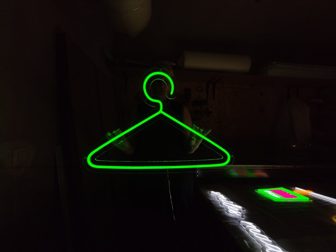 Clothes Hanger Neon Sign, Hanger Led Sign, Dress Hanger Neon Light ...