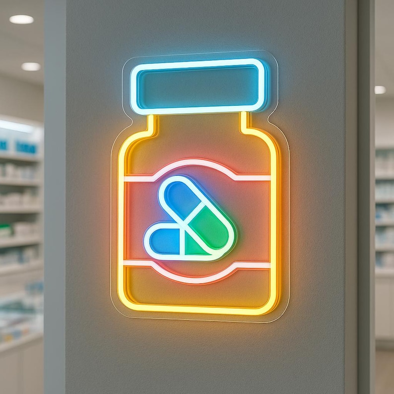 Medicine Bottle Neon Sign. LED Pharmacy Decor. Medicine Neon Decor ...