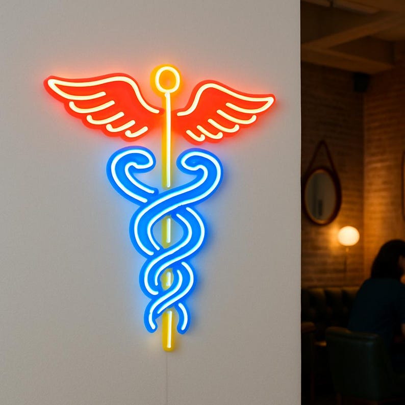 Caduceus Symbol Neon Sign. Hospital Light. General Hospital Led Sign ...