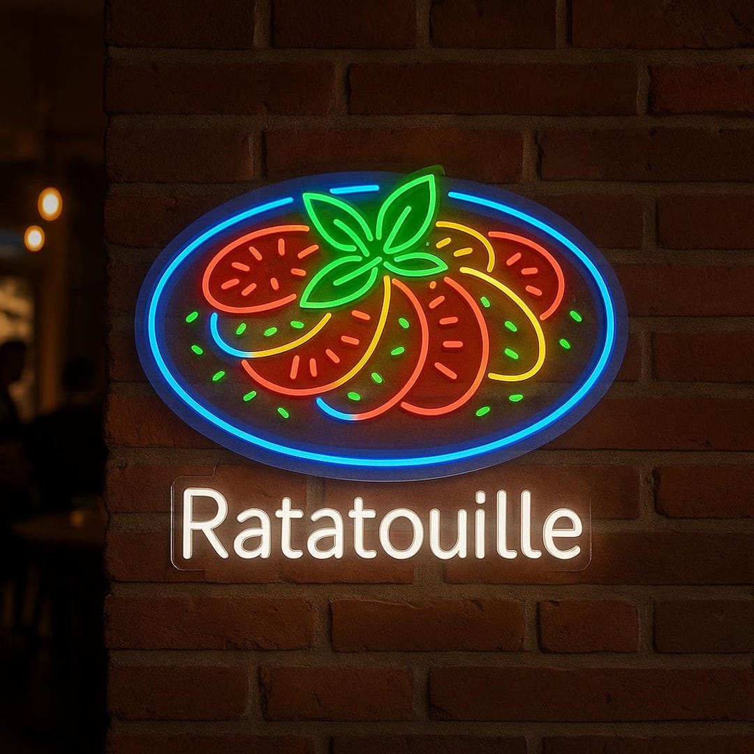 Ratatouille Neon Sign. Traditional French Vegetable Dish Neon Sign ...