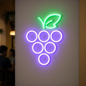 Grapes Neon Sign. Winery Light. Restaurant Led Sign. Grapes Neon Decor ...