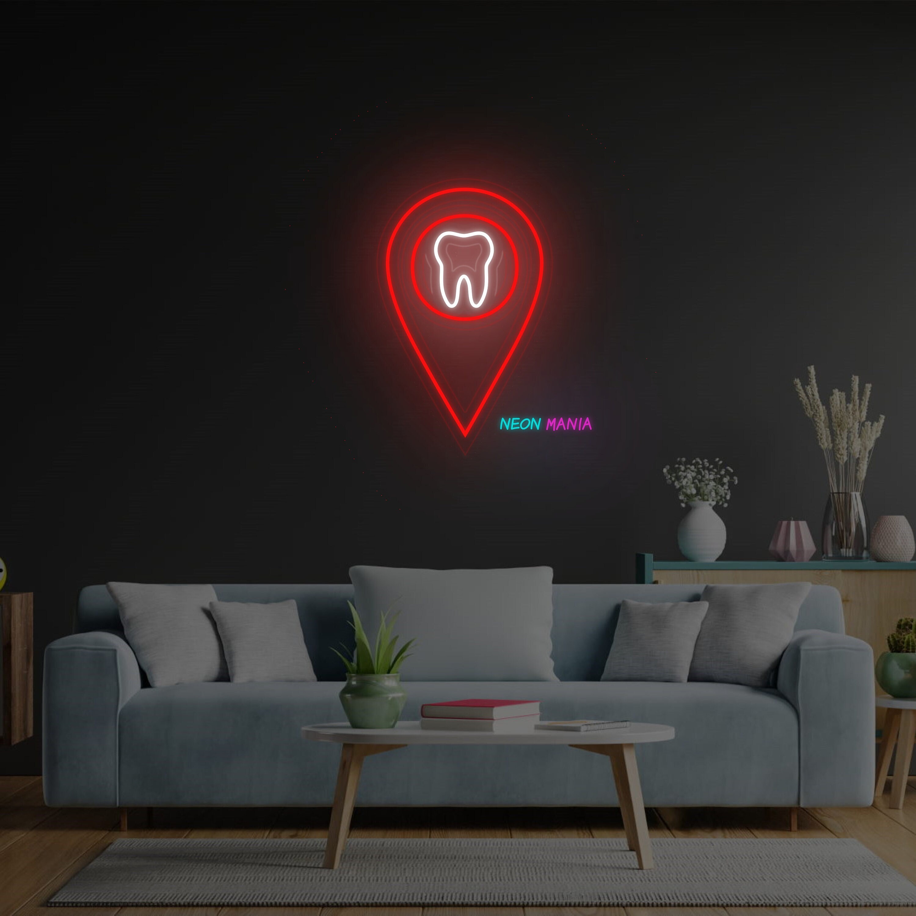 Dental Clinic Location Neon Sign, Location of Dentist Led Sign, Dental ...