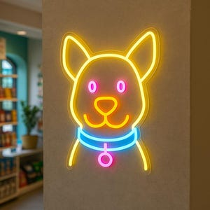 Neon Pet Shop Decor. Dog Neon Sign. Dog on a Leash LED Decor. Dog in ...