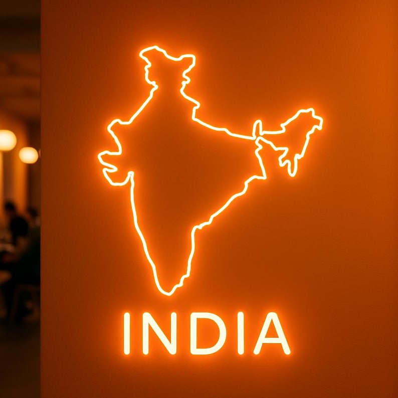 India Map Neon Sign, Republic of India Led Neon, Custom Country South ...