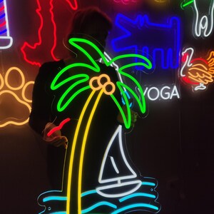 Island Neon Sign, Desert Island Led Light, Palm Tree Led Sign, Boat ...