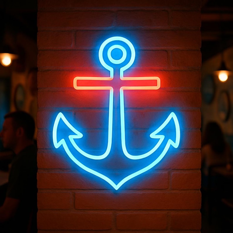 Anchor Neon Sign: the Perfect Sign for Ocean Lovers. Ahoy Led Neon Sign ...