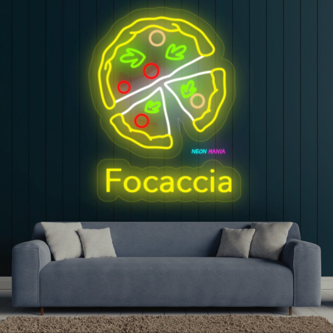 Focaccia Neon Sign, Pizza Bianca Led Light, Focaccia Bread Led Sign ...
