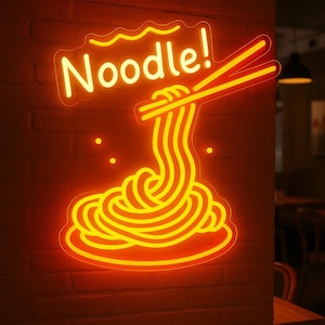 Noodles Neon Sign. LED Restaurant Decor. Chef Gift Idea. Chinese Food ...