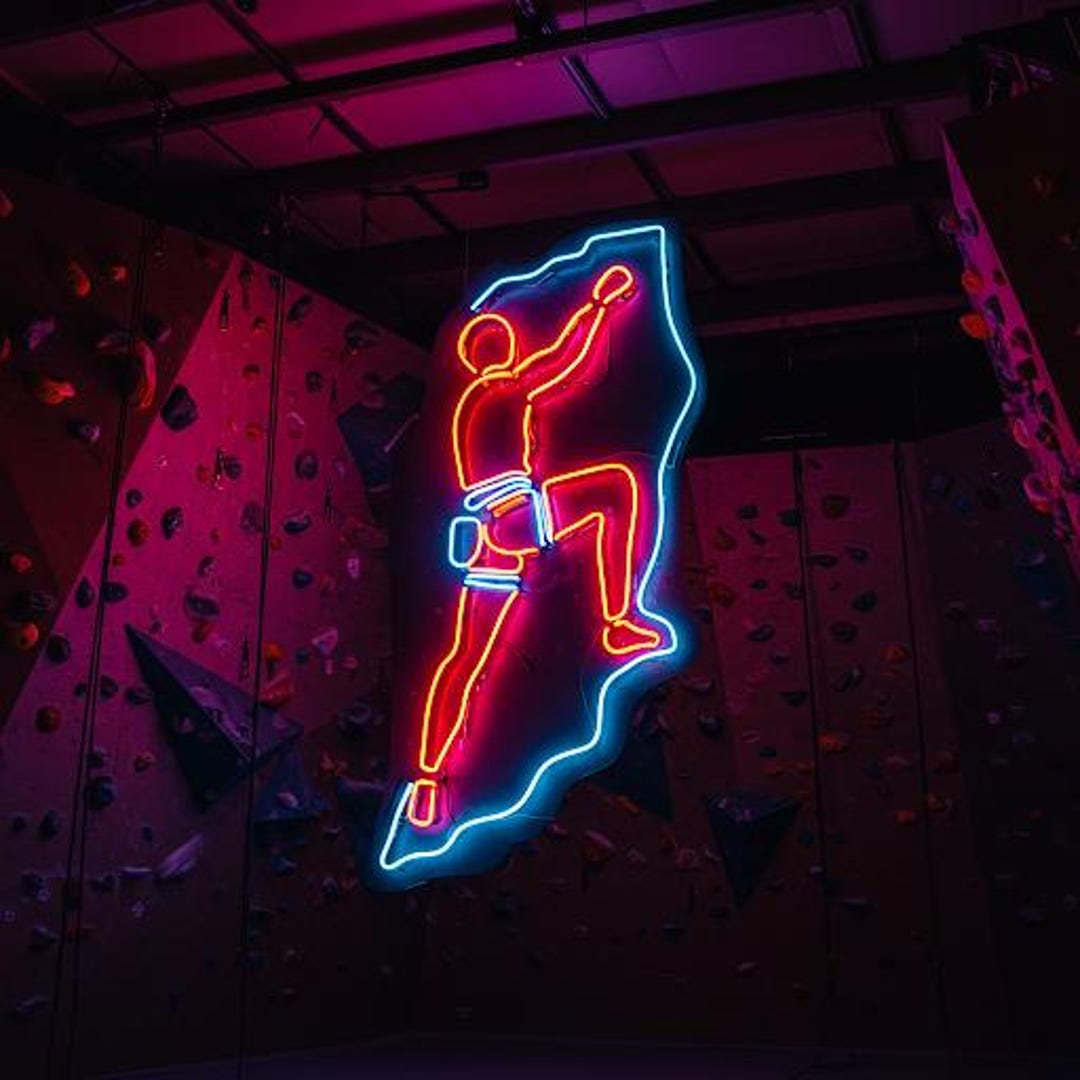Rock Climber LED Neon Sign. Neon Rock Climbing Sign. LED Decor for ...