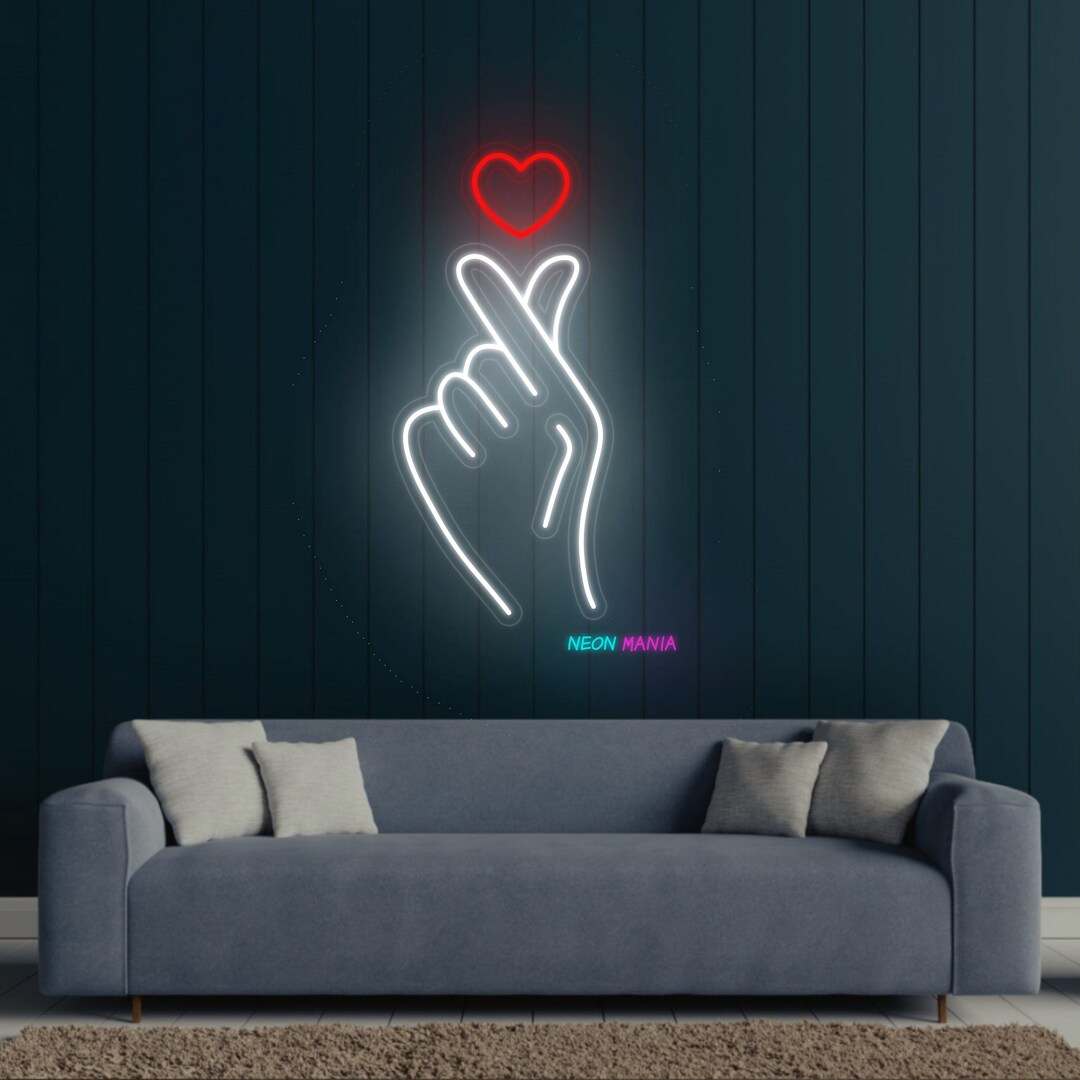 Finger Heart Neon Sign Hand Heart Neon Light Korea Kpop - Etsy