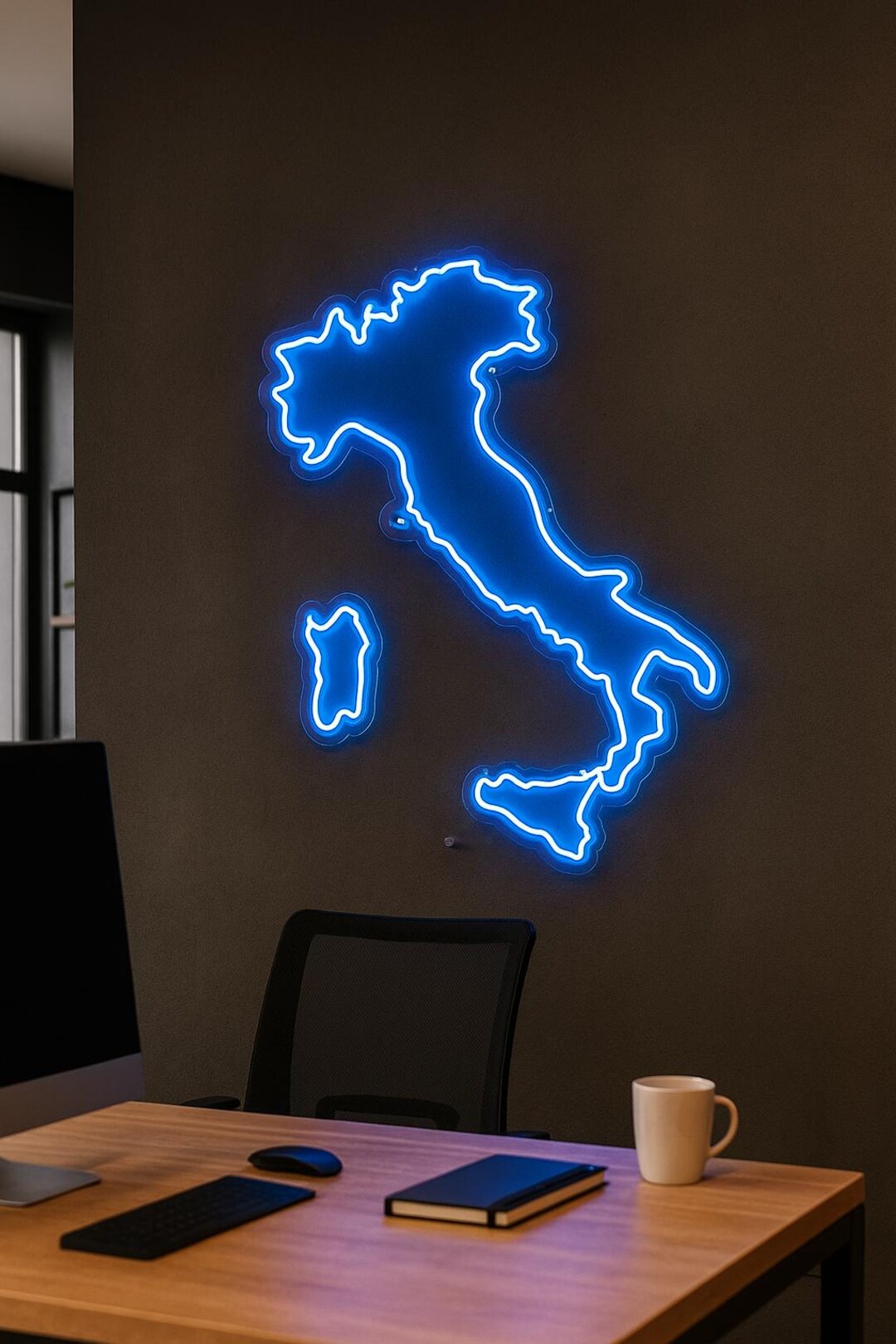 Maps of European Countries Neon Sign. Iceland, Spain, Italy, Cyprus ...