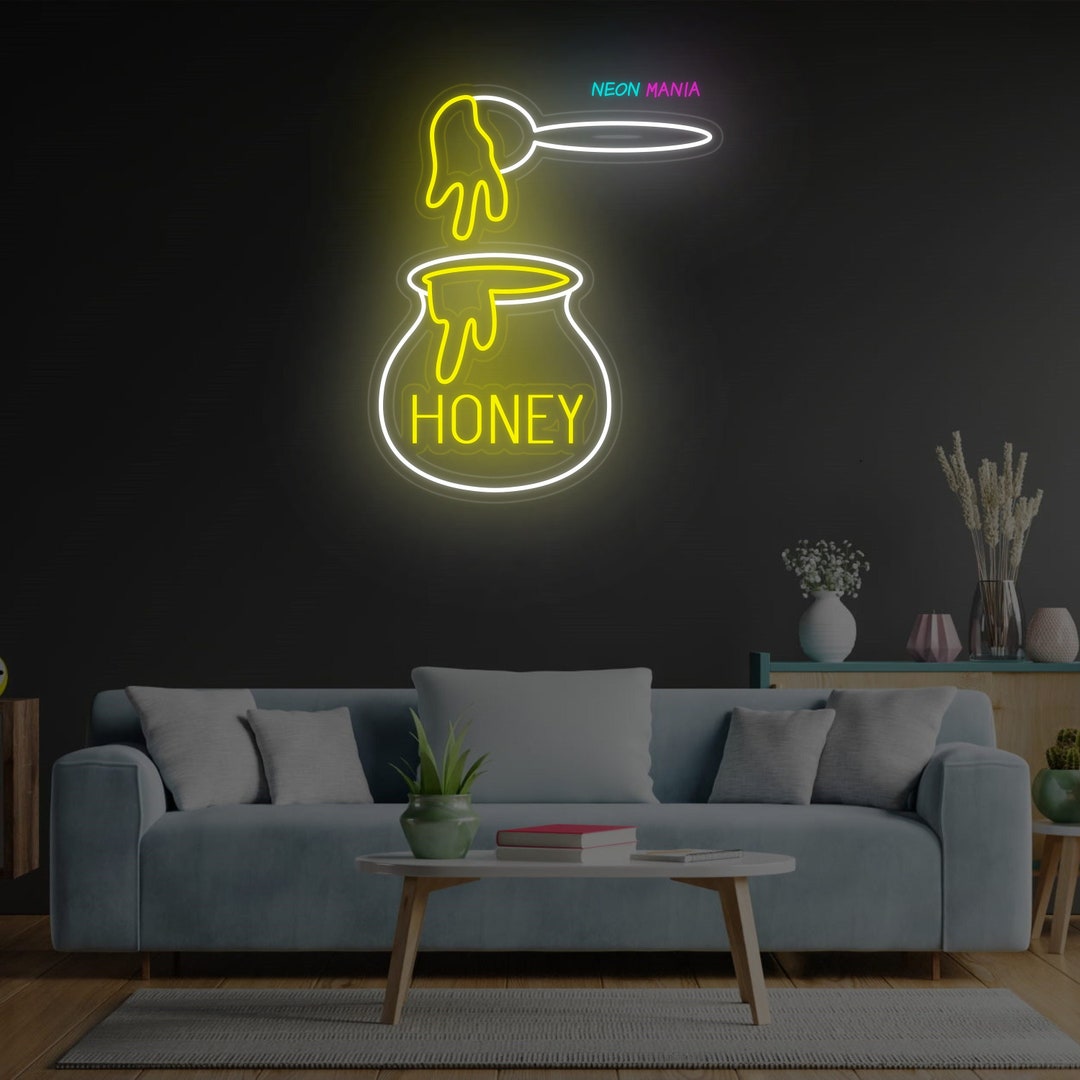 Honey Neon Sign: Bee Lover Gifts. Honey Pot Light Sign. Honey Products ...