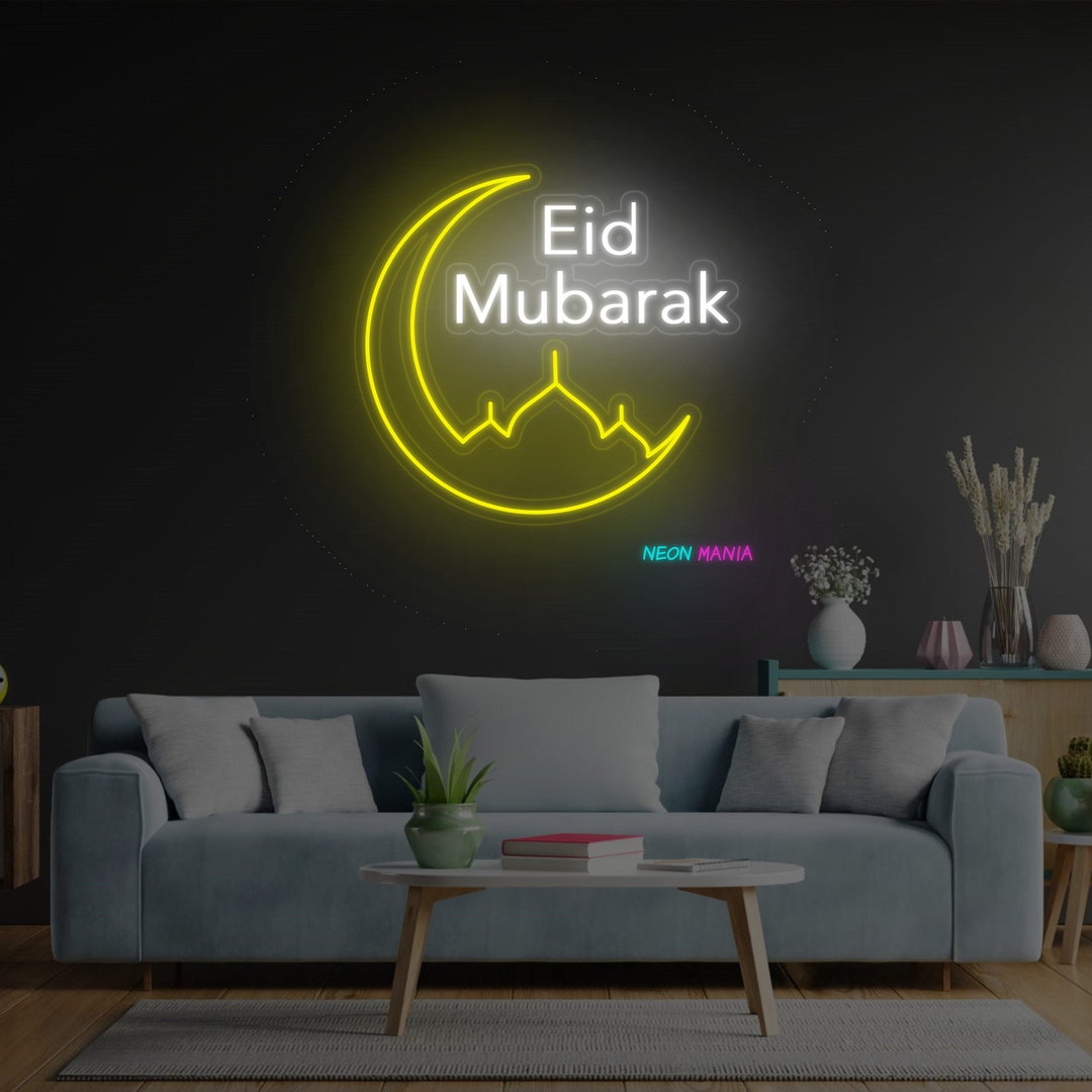Eid Mubarak Neon Sign: Light up Your Celebration. Moon Light Sign ...