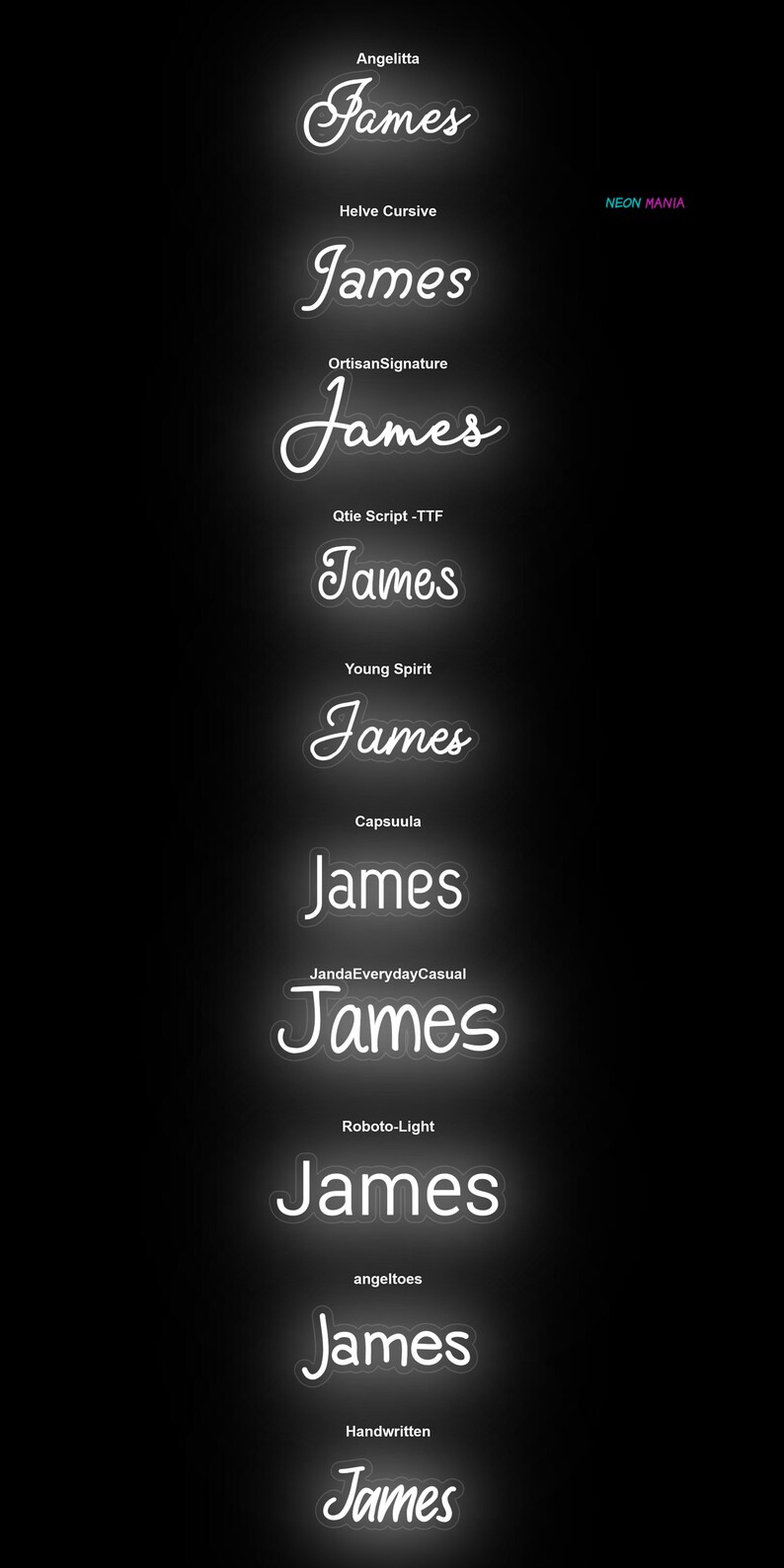 James Neon Sign, James Led Neon Sign, James Bespoke Neon Sign, Names ...