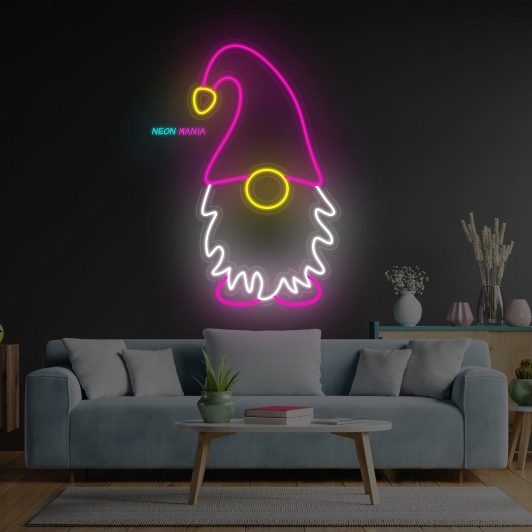Gnome Neon Sign, Christmas Gnome Led Neon, Custom Garden Gnome for Home ...
