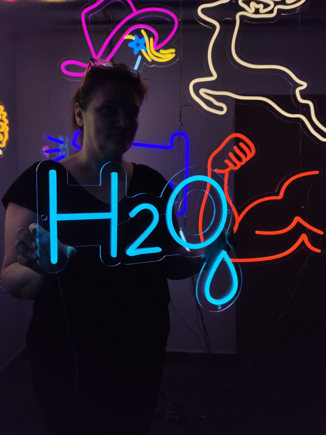 H2O Neon Sign, Water Molecule Neon Light, Drop Led Light, Custom Water ...
