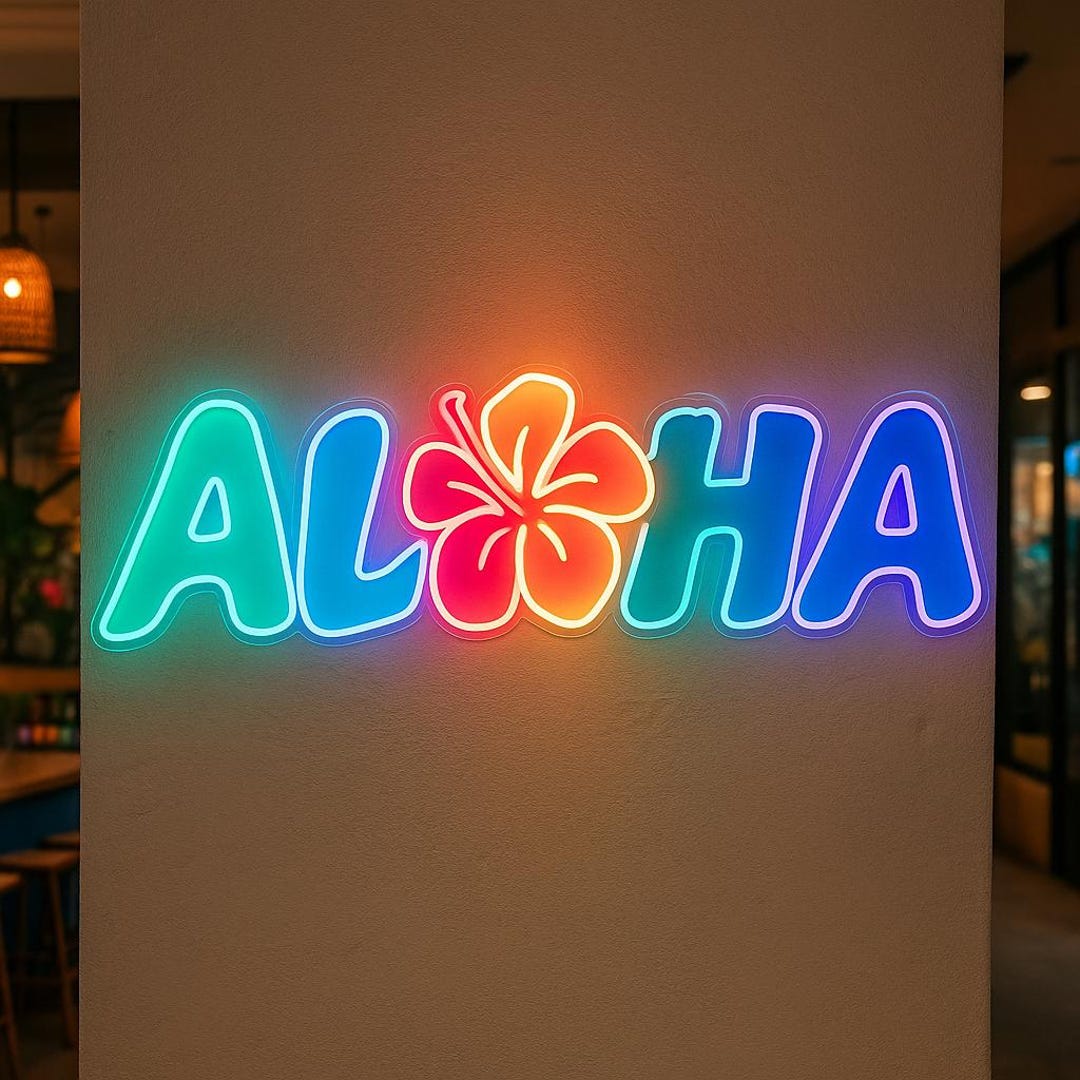 Aloha Neon Sign. Bar LED Decor. Hawaiian Party Neon Sign. - Etsy
