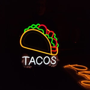 Tacos Neon Sign, Tacos Led Light, Mexican Food Neon Lights, Street Food ...