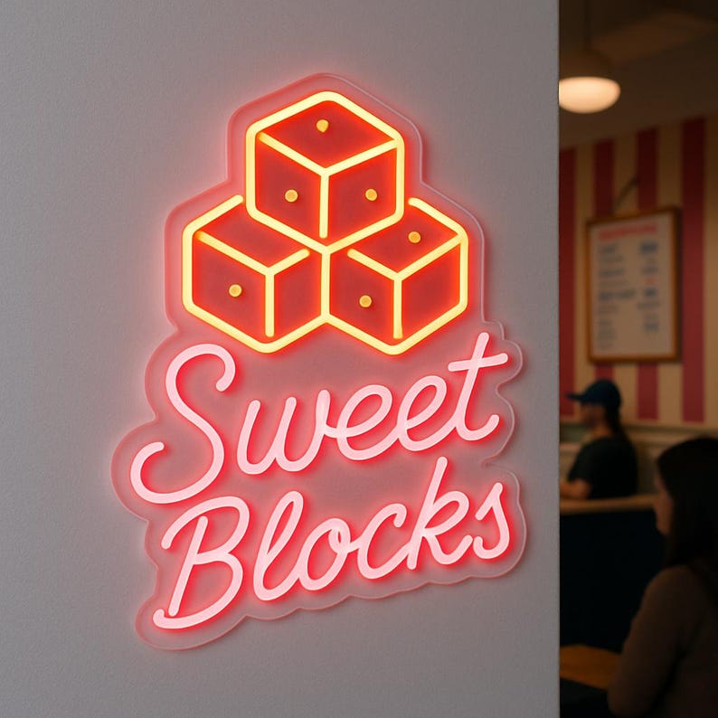 Fudge Shop Neon Sign. Toffee Dessert Shop Light. Cafe Led Sign. 