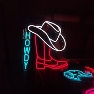 Cowboy Boot Neon Sign Cowboy Hat Light Sign Cowboy Shoe Led - Etsy