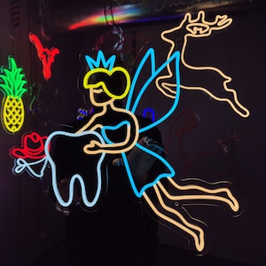 Tooth Fairy Neon Sign, White Molar Led Neon, Medicine Led Light ...