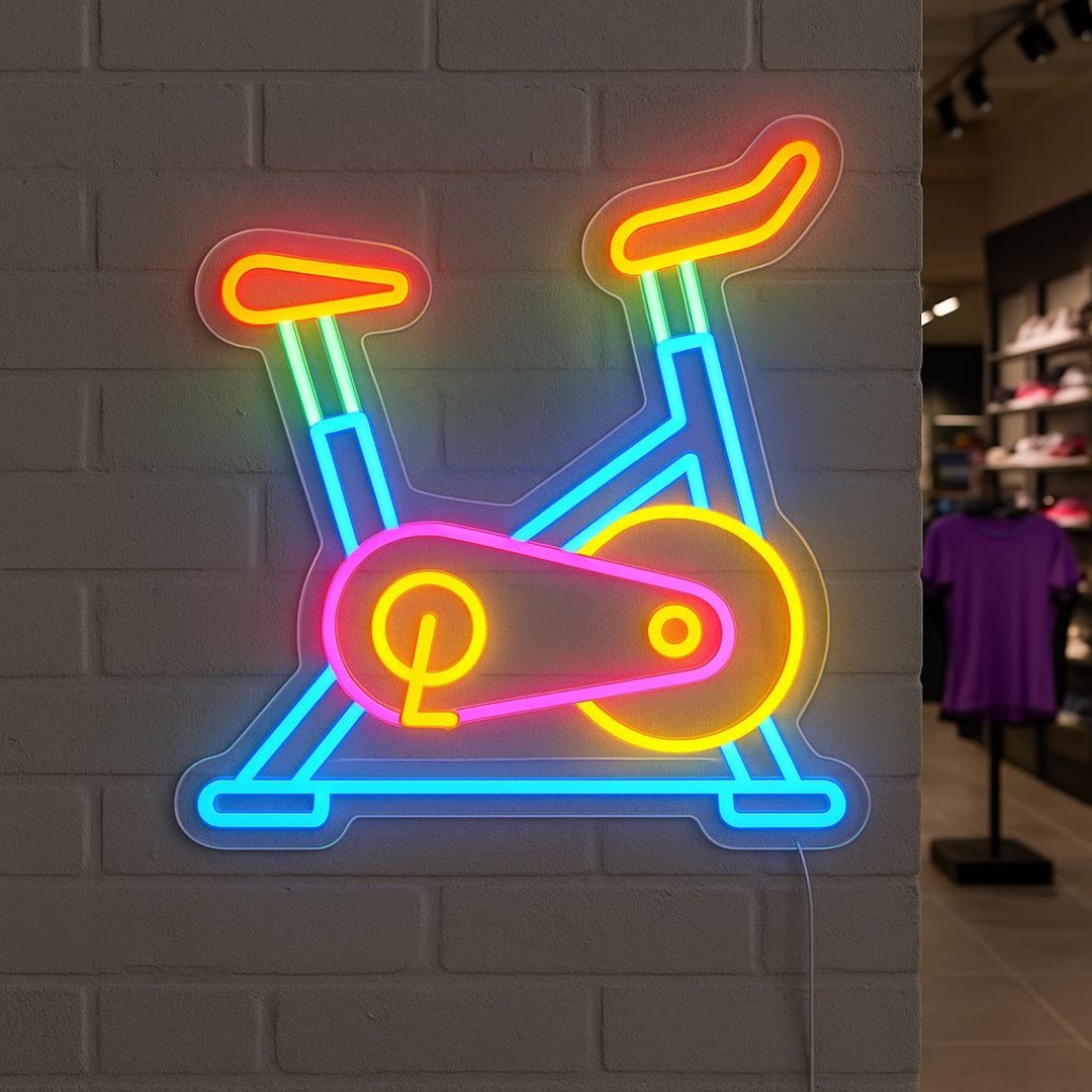 Spinning Neon Sign. Spinbike LED Decor. Cardio Workout Neon Decor ...