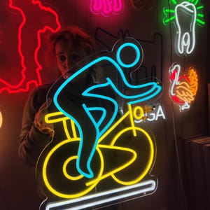 Fitness LED Neon Sign. Neon Decor for Sports Studio. Pilates, Spinning ...