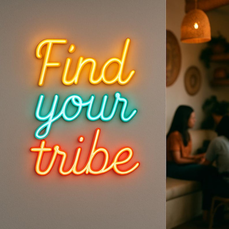 Find Your Tribe Neon Sign. Cafe Light. Office Led Sign. Coworking ...