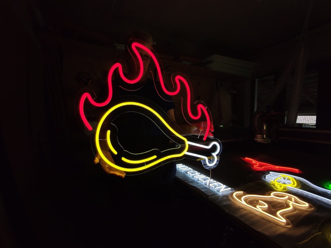 Chicken Neon Sign, Chicken Leg Neon Light, Fried Chicken Leg Light Sign ...