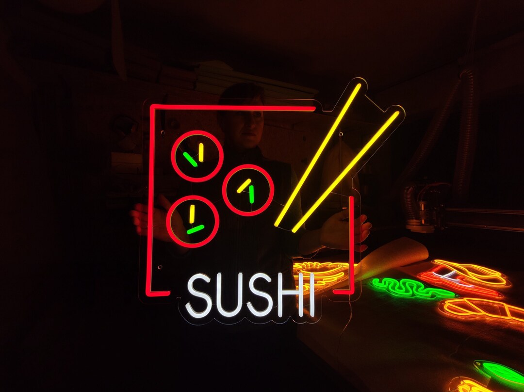 Sushi Neon Sign, Sushi Roll Set Neon Lights, Japanese Restaurant Led ...