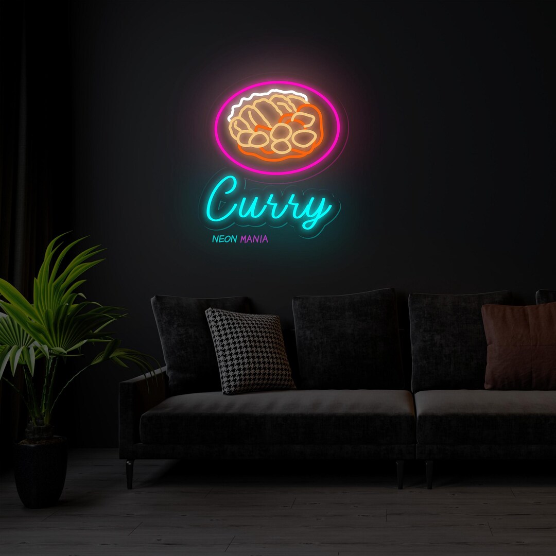 Curry Meat Dish Neon Sign. Beef Curry Led Sign. LED Decor for Indian ...