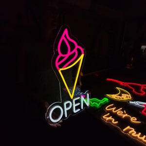 Ice Cream Neon Sign OPEN Led Sign Ice Cream Shop Led Neon - Etsy