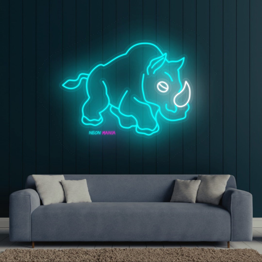 Rhinoceros Neon Sign, Rhino Led Neon, Animal Light Sign, Custom Wild ...